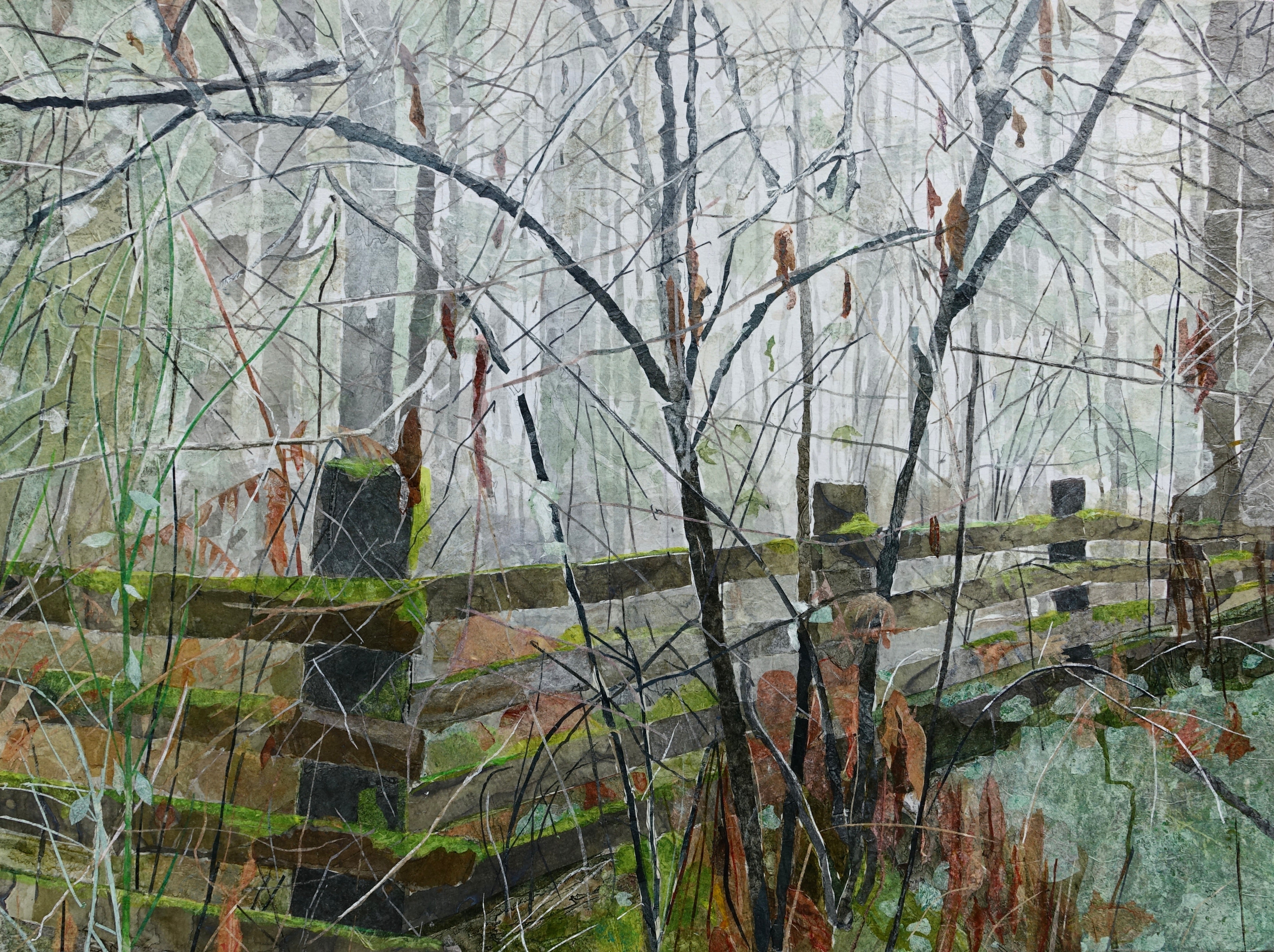 Byron's Fenceline by Bly Kaye Master Paper Collage Artist | Salt Spring ...