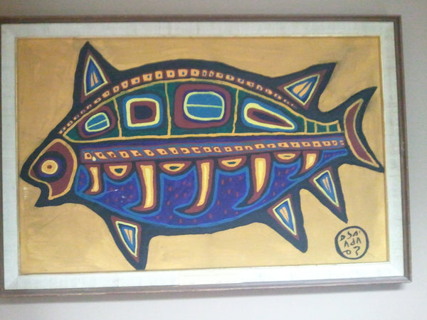 Spirit Fish Original Painting by Norval Morrisseau | Steffich Fine Art